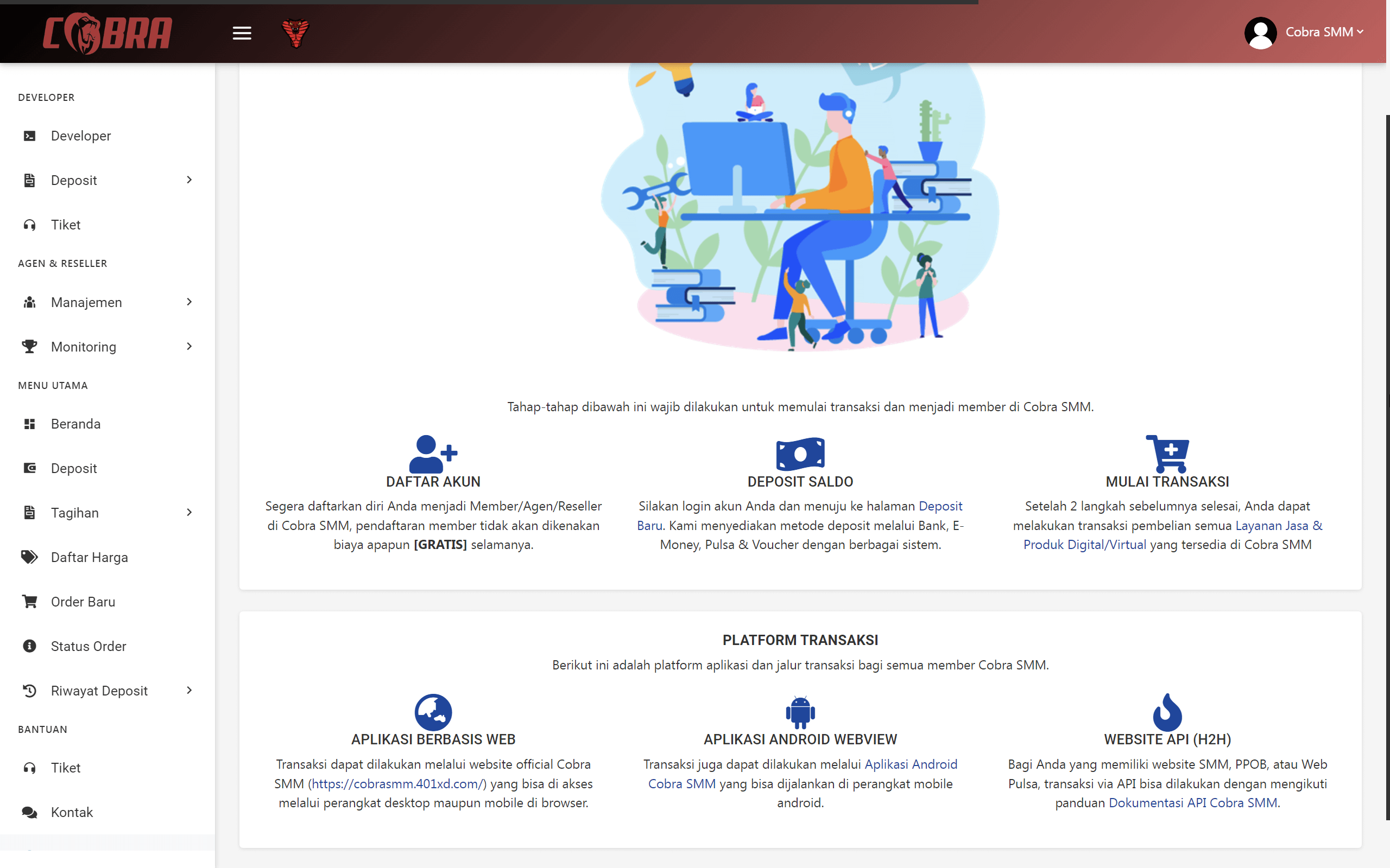 Web Panel Cobra SMM (Platform API Momo Panel)